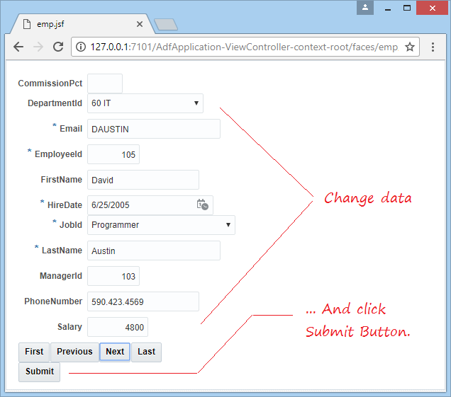 Create Update And Delele Data Using Adf Form In Adf Bc