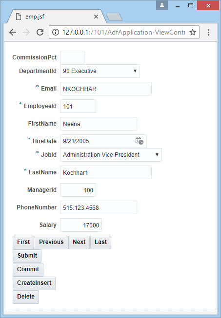 Create Update And Delele Data Using Adf Form In Adf Bc