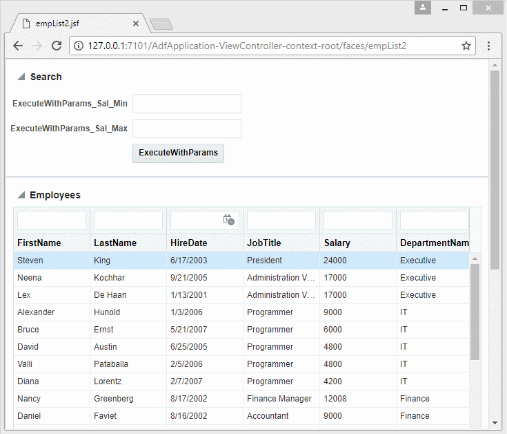 Create A Search Page In Adf Bc Using Parameter Form And Display On Adf Table 5954